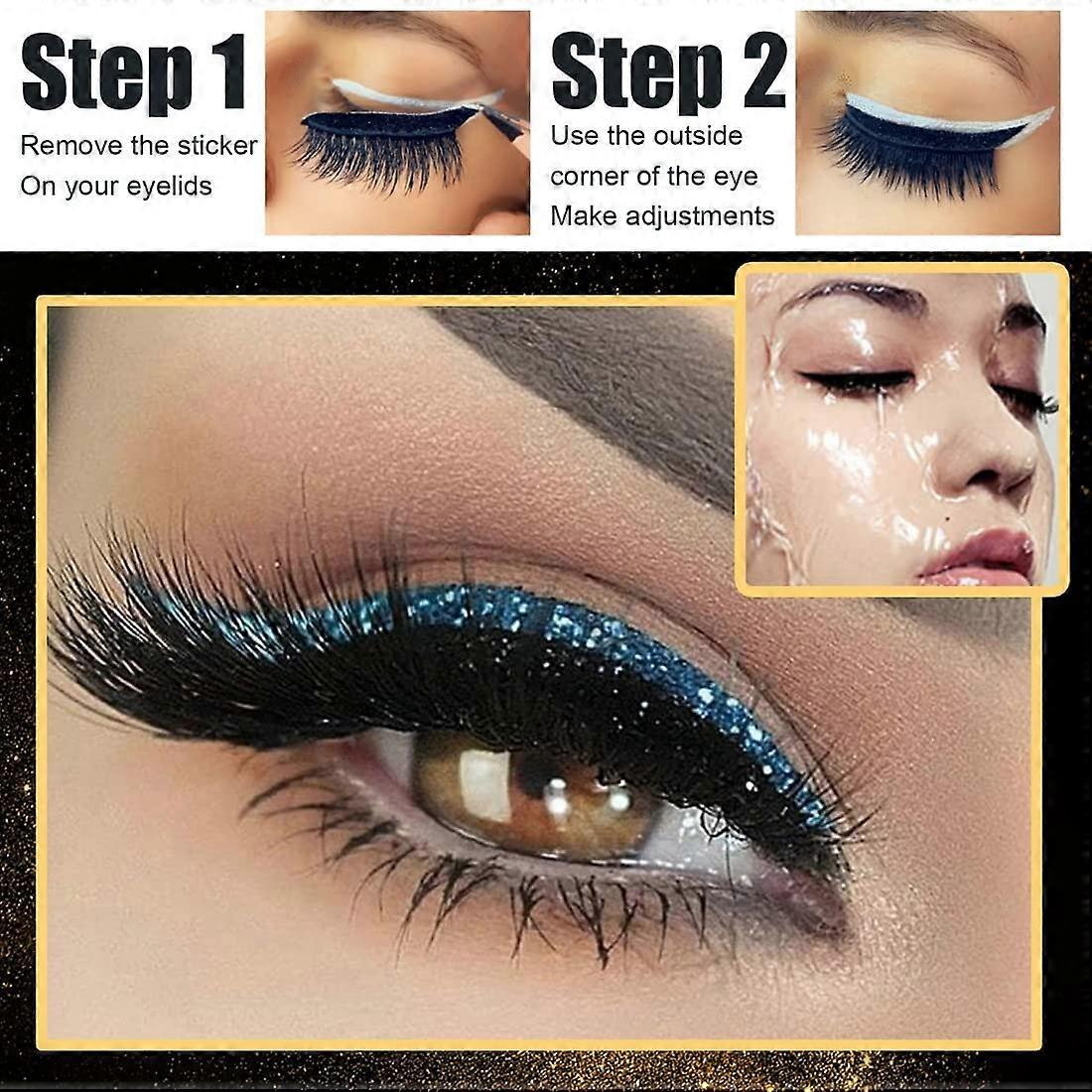 False Lashes Eyeliner Stickers Blue Glitter False Lashes Eye Makeup Stickers,3D False Lashes ...