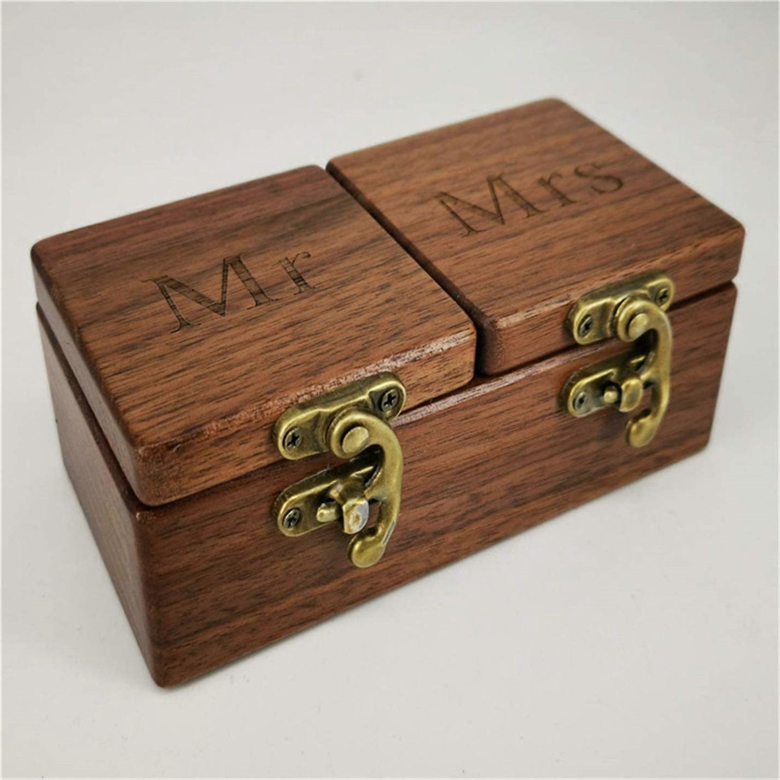 Double Seat Ring Box Artistic Wood Smooth to Touch Mr Mrs Ring ...