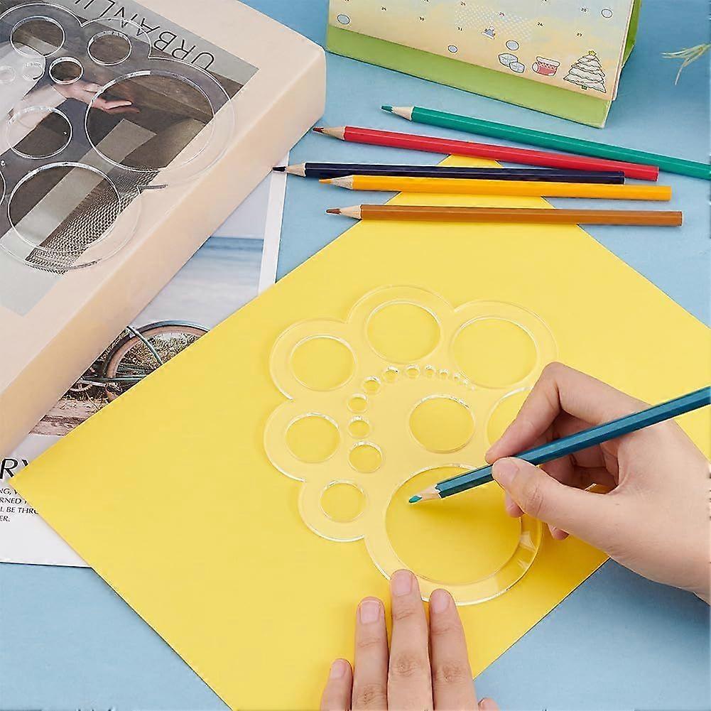 2Pcs Circle Template Acrylic Corner Cutting Ruler Drawing Circle ...