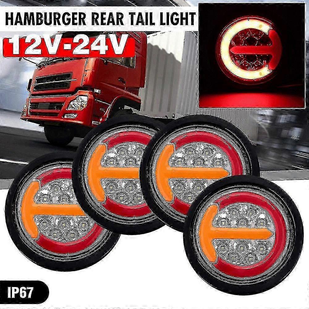 Truck Trailer LED Tail Lights Dynamic Brake Turn Signal Lights 4-Piece ...