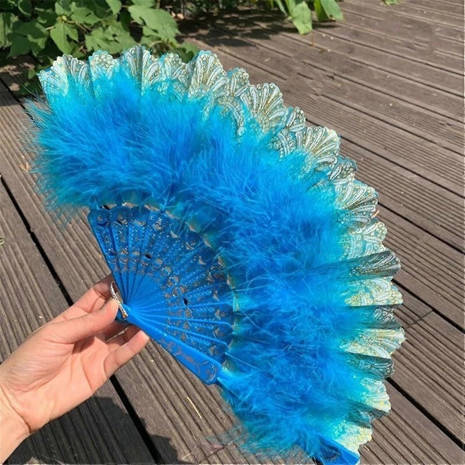 Folding Fan 10 Color Velvet Feather Fan Dance Prop Hand Held Fans ...