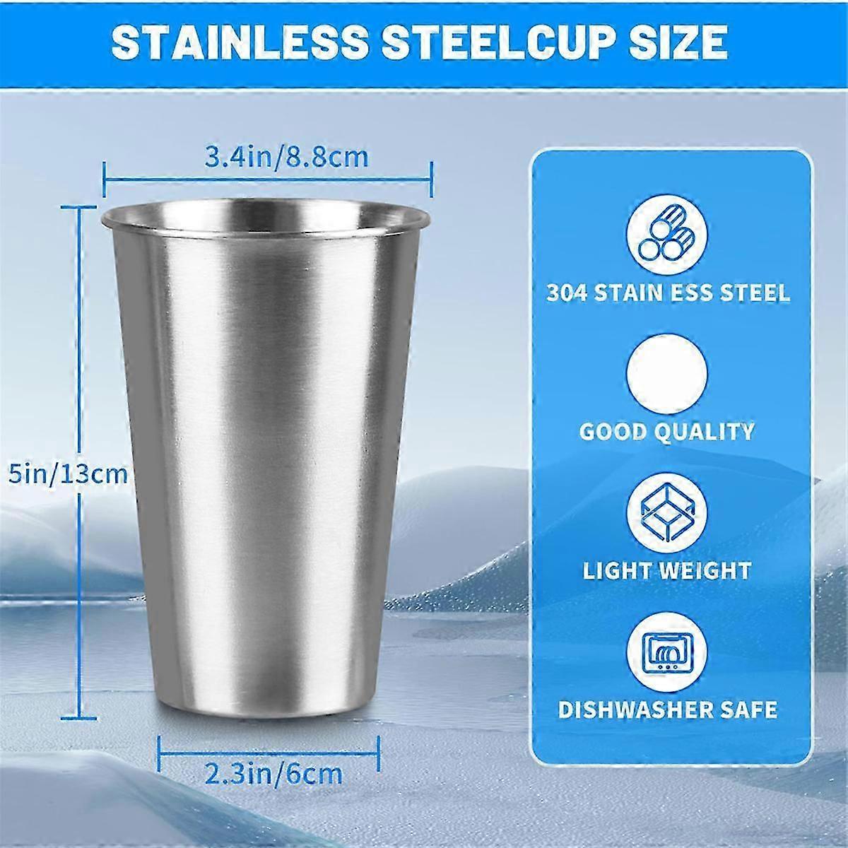 8Pack 16 Oz Stainless Steel Pint Cups,Stainless Steel Cup,Pint Cup ...