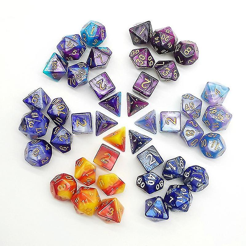 7pcs Set Duty Dice Set Glossed Color Colorful Solid Polyhedral Dice Set ...