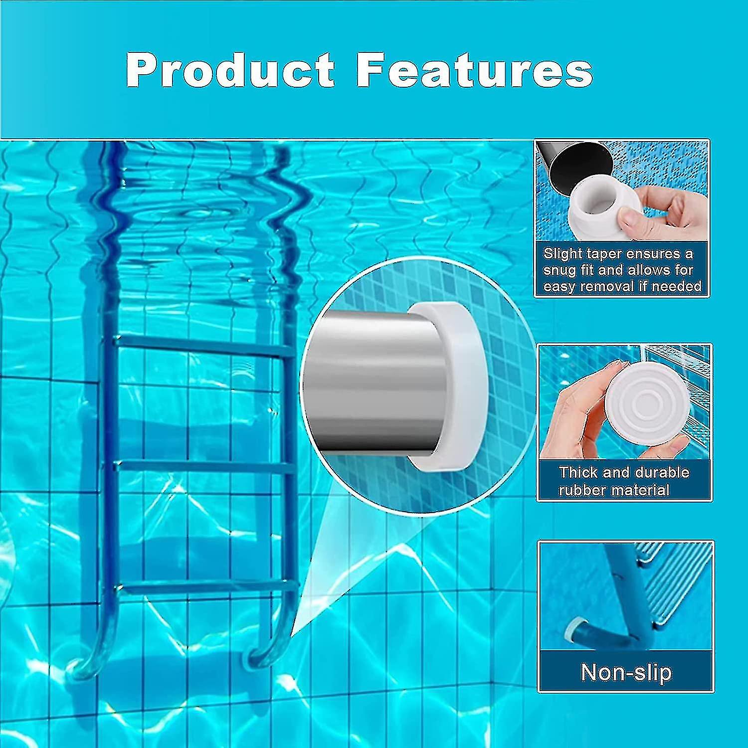 2pcs Pool Ladder Bumpers For Inground Pool, White Rubber Inground Pool ...