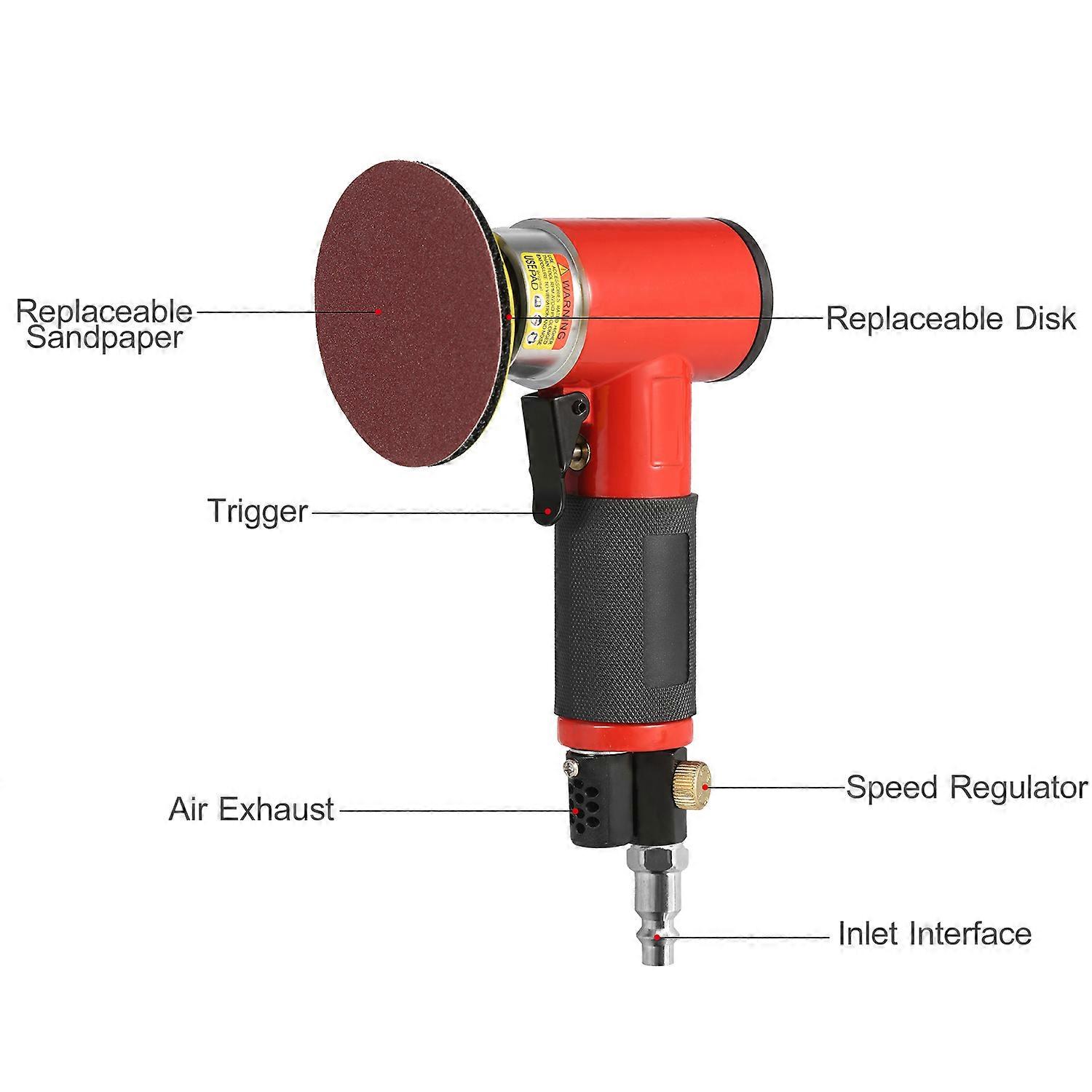 Mini Air Sander with 1/2/3 Inch Sand Disks Random Orbital Pneumatic ...