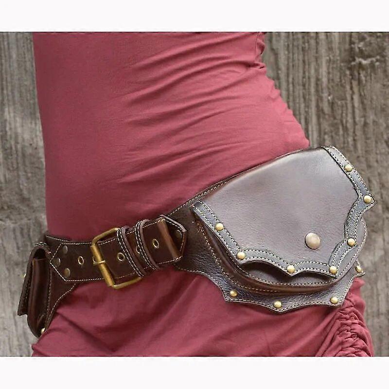 Medieval Steampunk Leather Utility Hip Belt Festival Pocket Viking ...