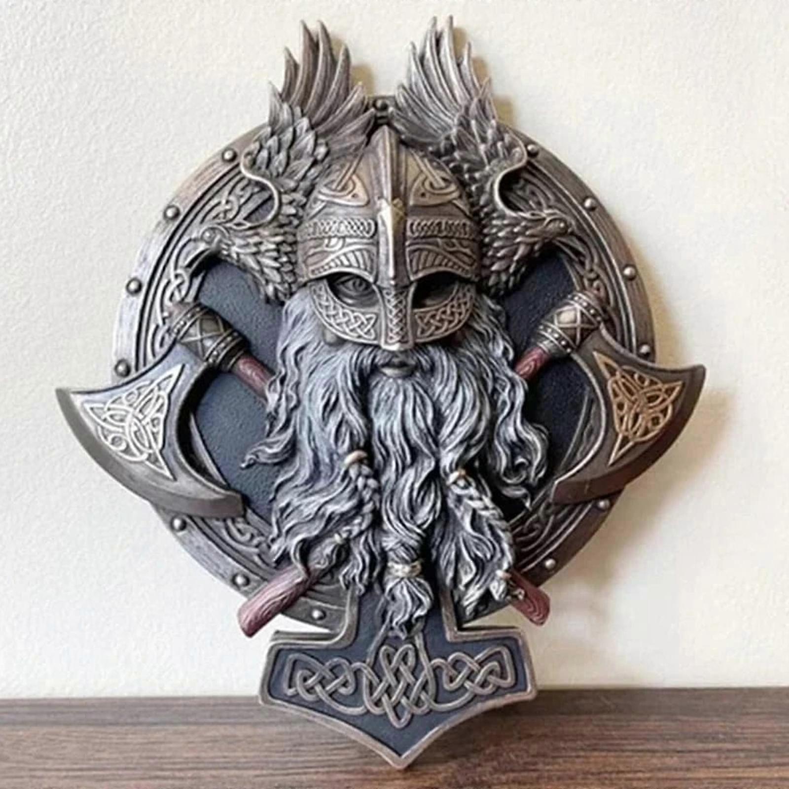 Viking Berserker Double Axe Plaque Resin Ornament Valhalla Sculpture ...