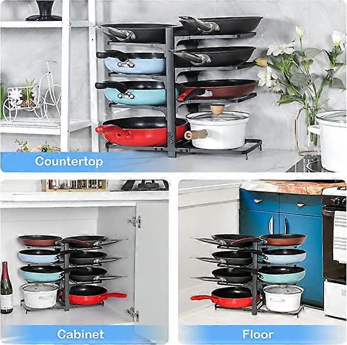 Pan Organizer Rack for Cabinet,8 Tiers Pots and Pans Organizer for ...