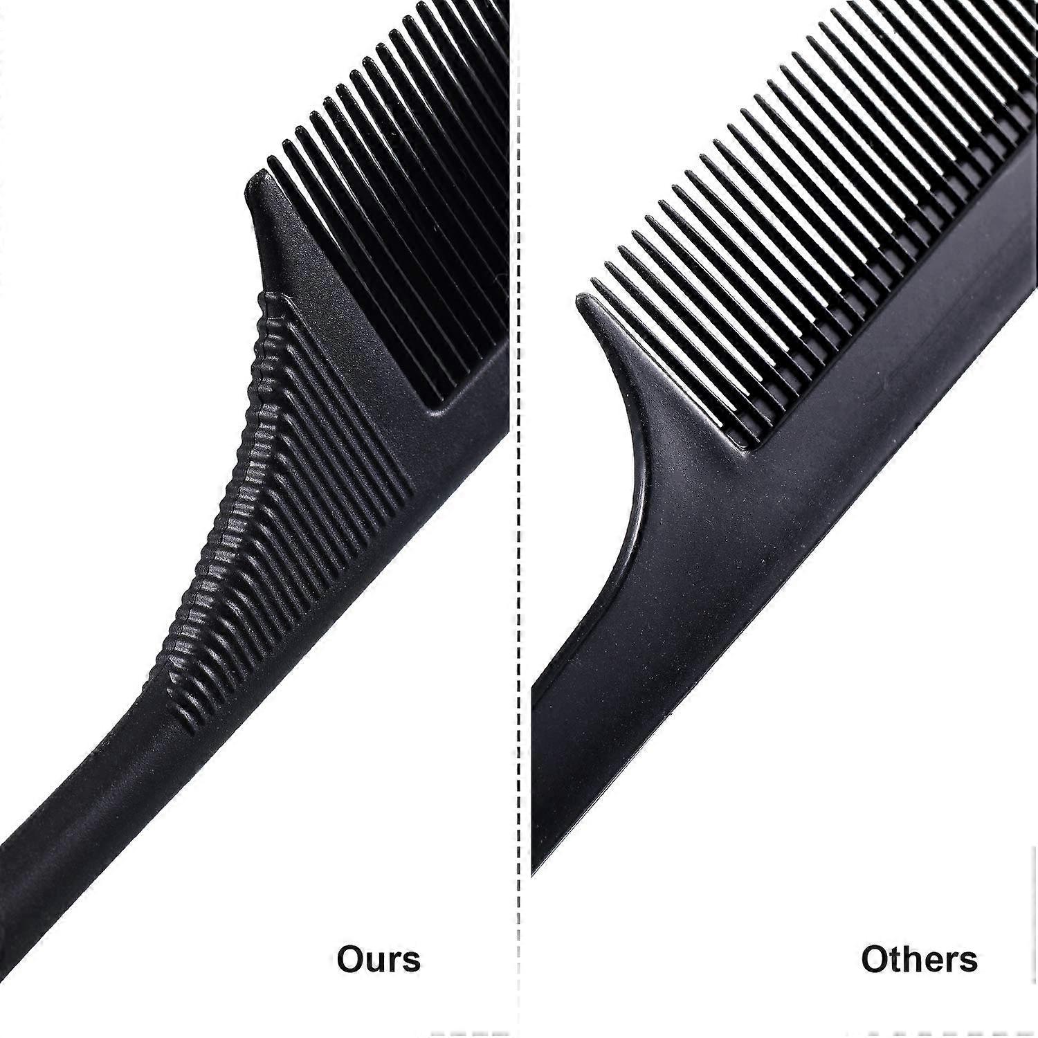 2 Pieces Rat Tail Fine Tooth Comb Carbon Fiber Teasing Styling Comb ...