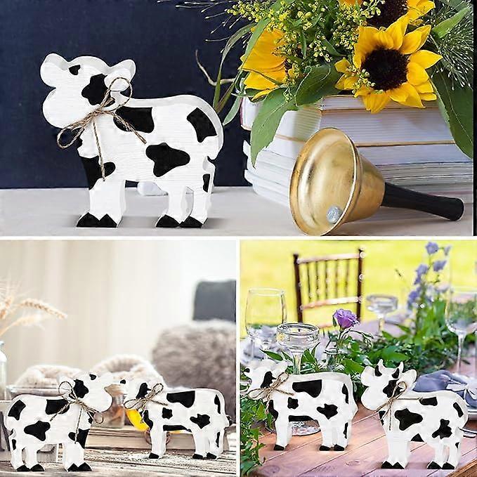 3 Pcs Cow Wooden Table Decor Christmas Tiered Tray Decor Farmhouse ...