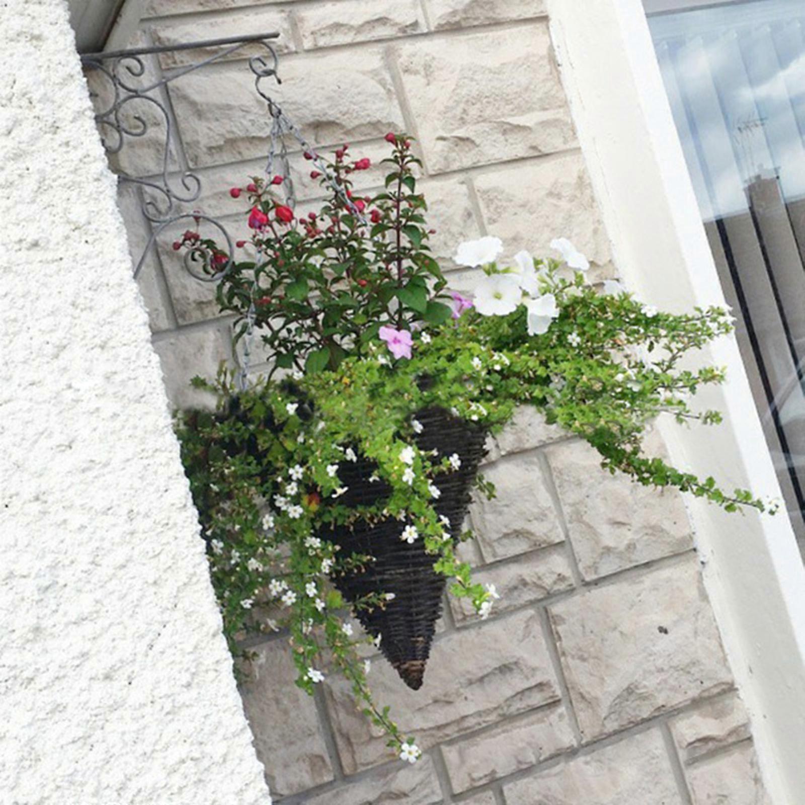 Rattan Hanging Planter Baskets Cone Shaped Plant Flower Pot Farmhouse ...