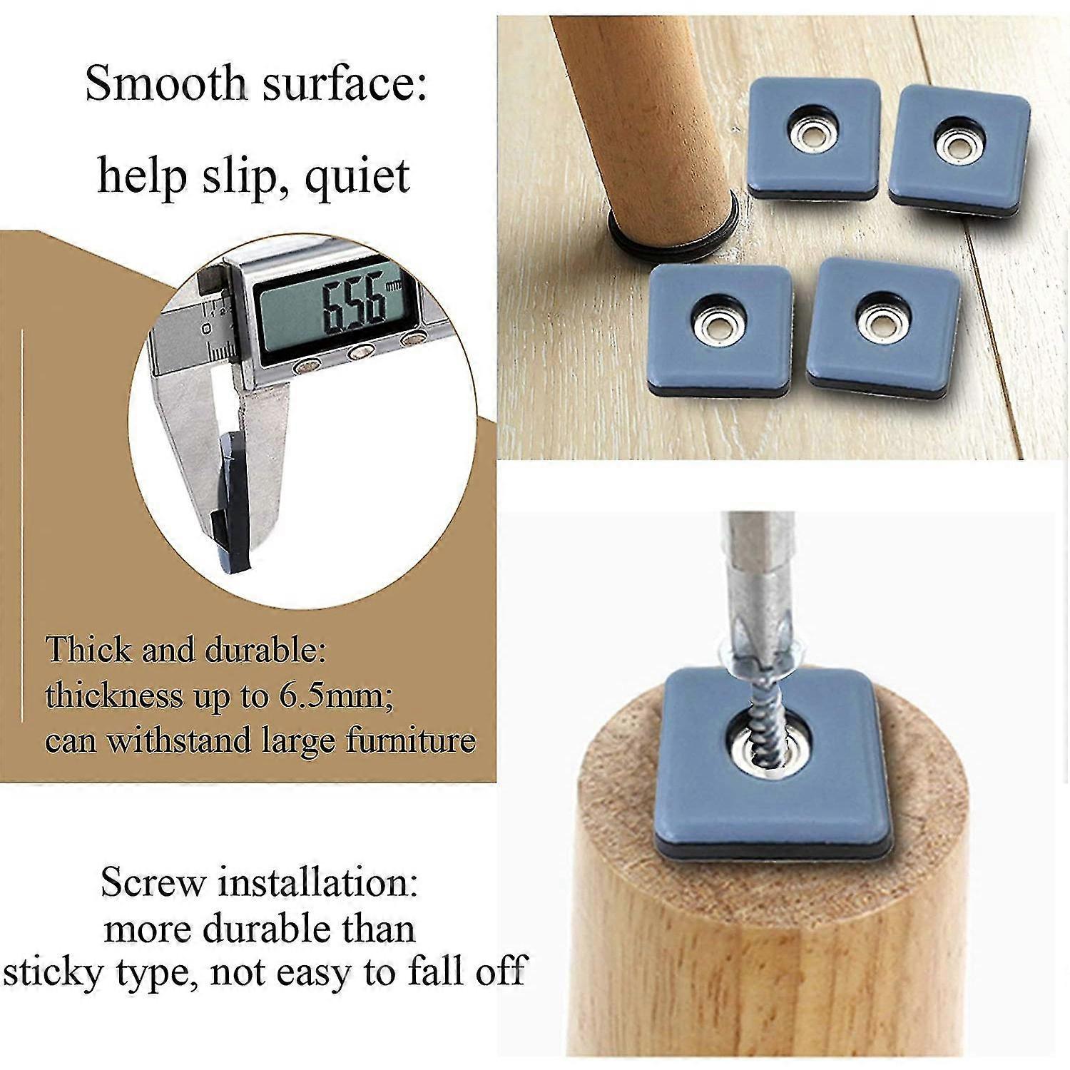 20pcs Furniture Sliders For Carpet Ptf Furniture Glides Screw-in Square ...