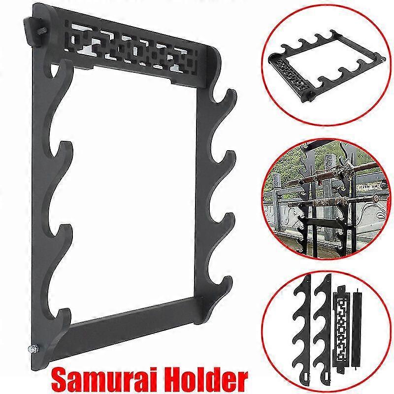 4 Tier Wall Mount Samurai Katana Sword Stand Holder Hanger Bracket Rack ...