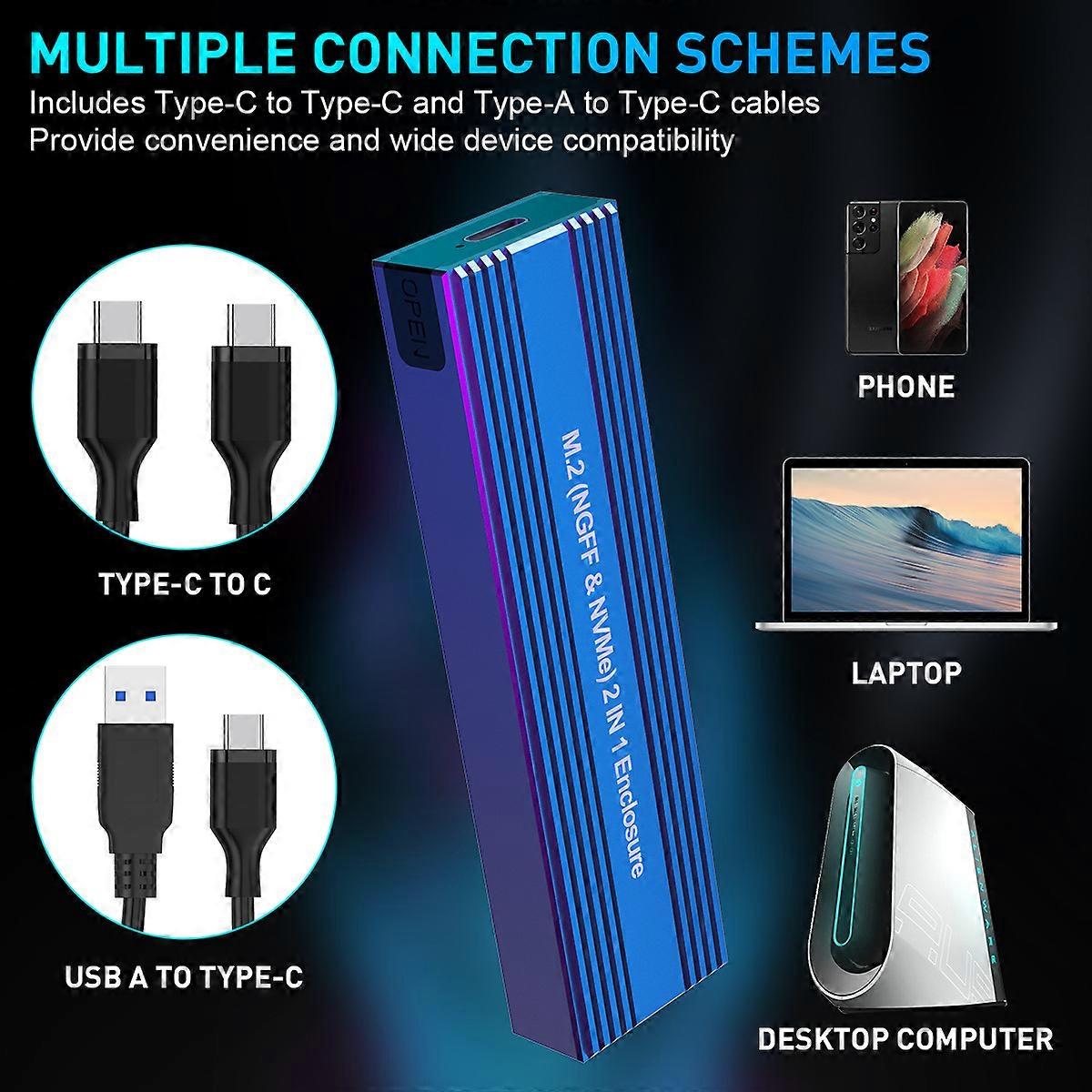 NVMe M2 SSD Enclosure External HD SSD NMVe Enclosure PCIE 10Gbps USB 3. ...