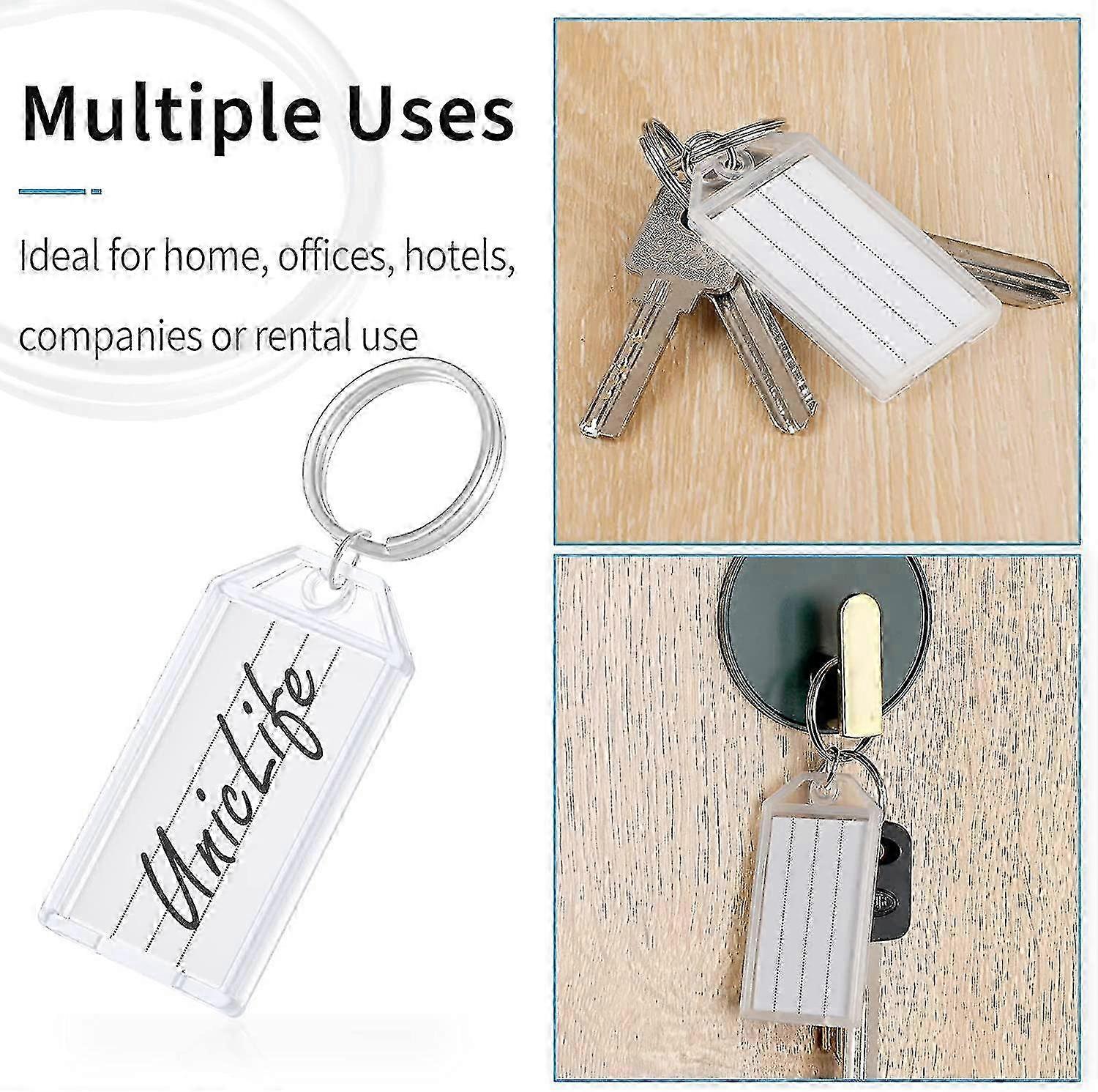 20 X 2" Heavy Duty Plastic Keyring - White Item Tag With White Paper ...