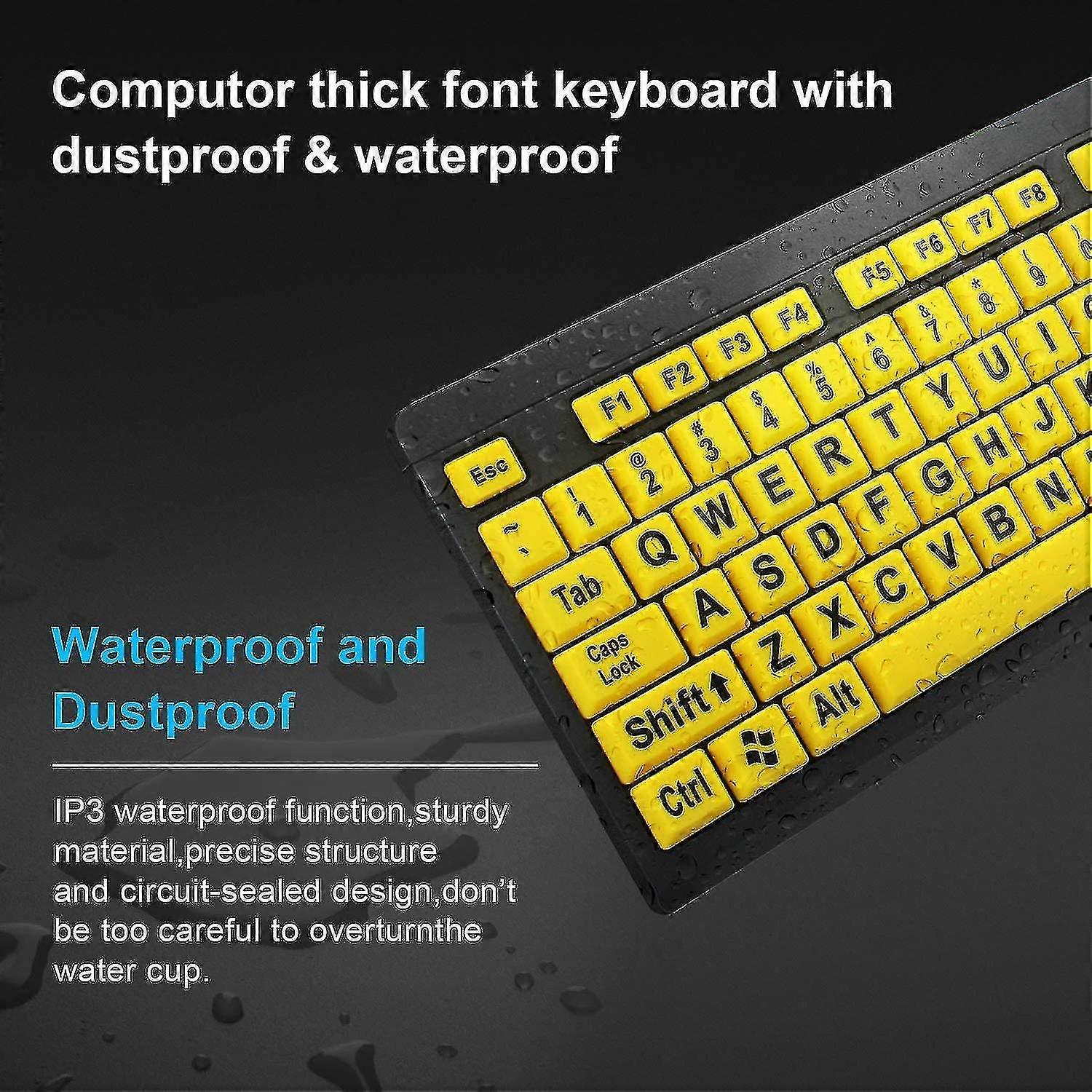Large Font Computer Keyboard, Wired Usb, High Visibility Keyboard ...