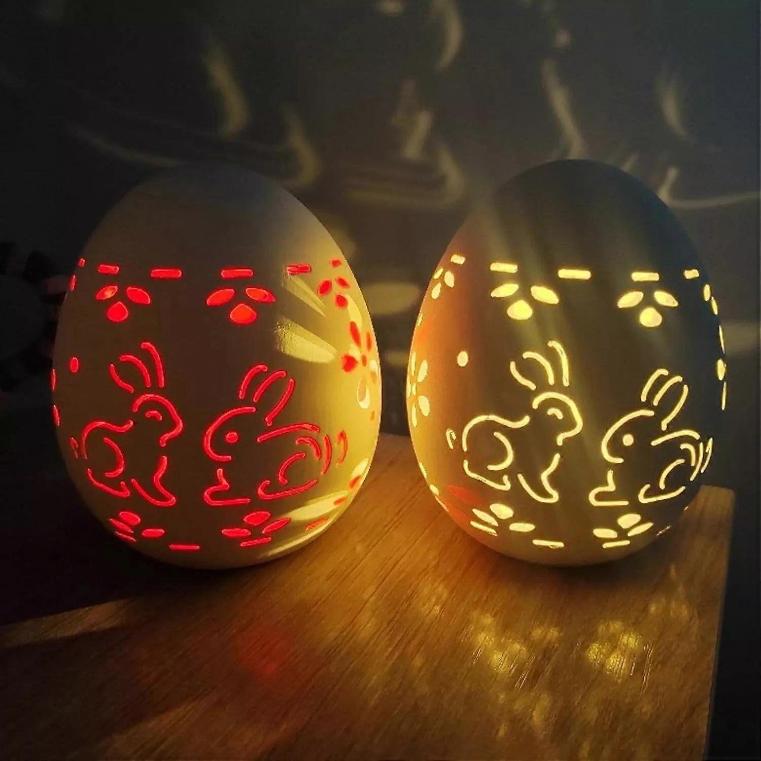 Easter Egg Night Light for Kids, LED Egg Light with Bunny Hollowed ...