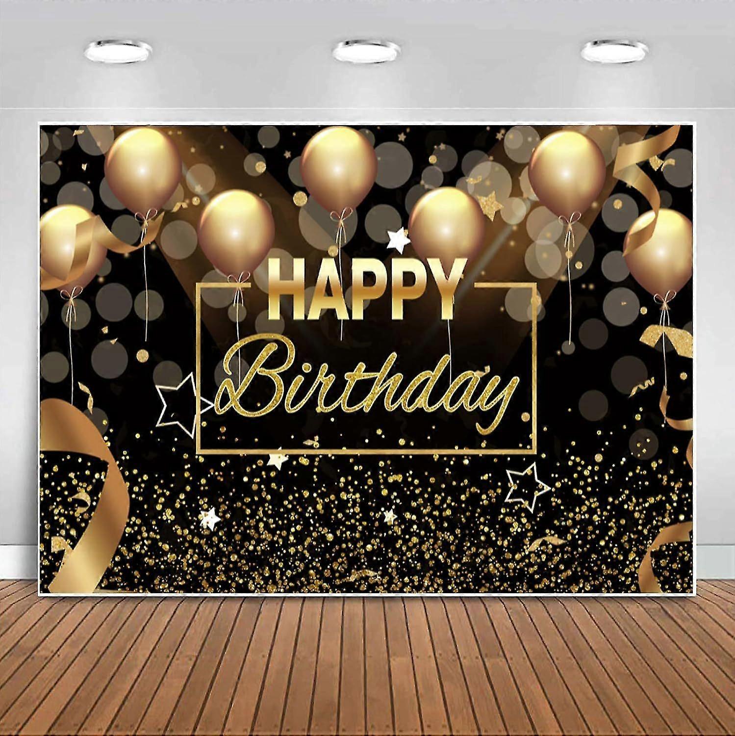 Happy Birthday Decorations Backdrop, Glitter Birthday Backdrop Sign, Happy Birthday Banner ...
