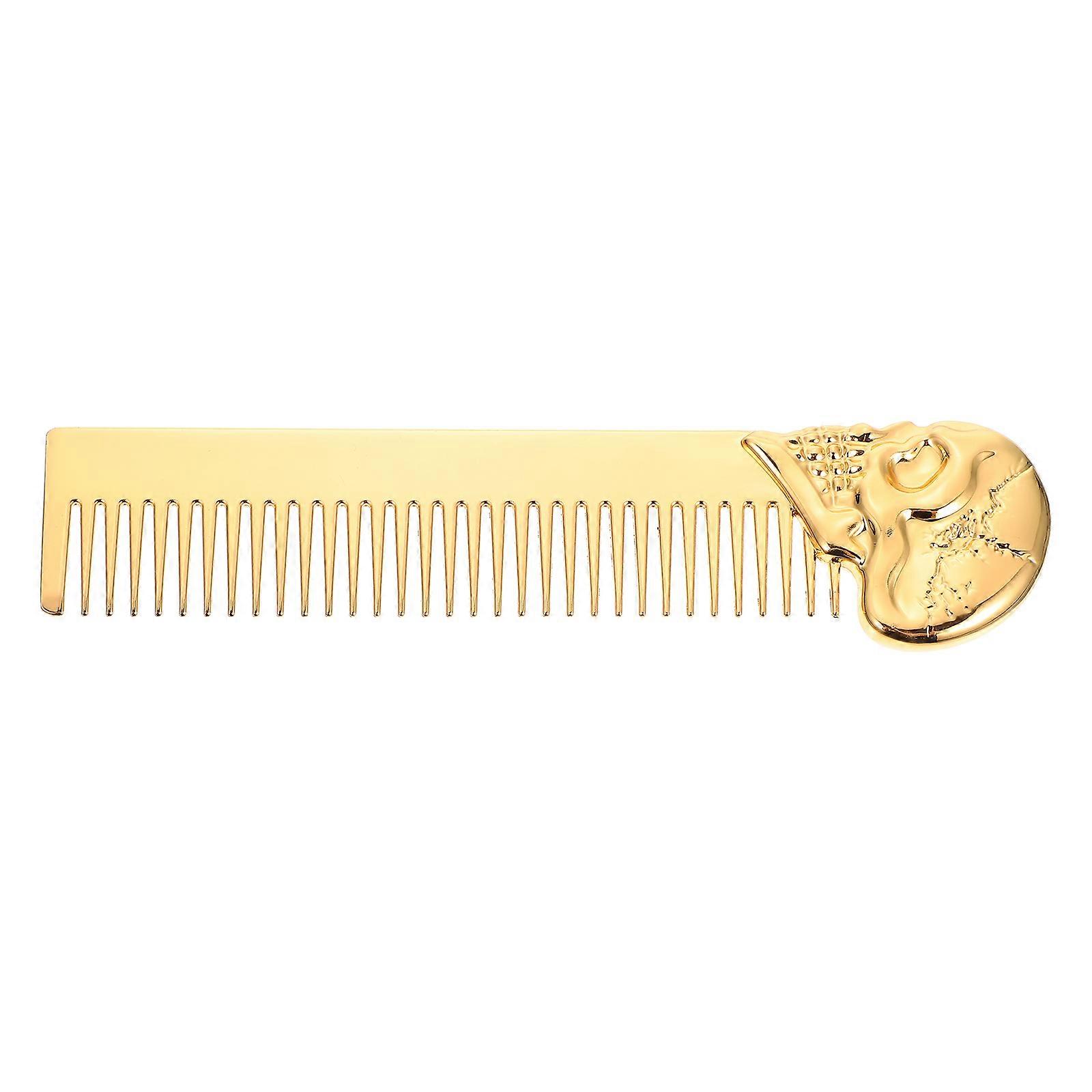 Beard Comb Men Beard Comb Portable Skull Shape Zinc Alloy Golden for ...