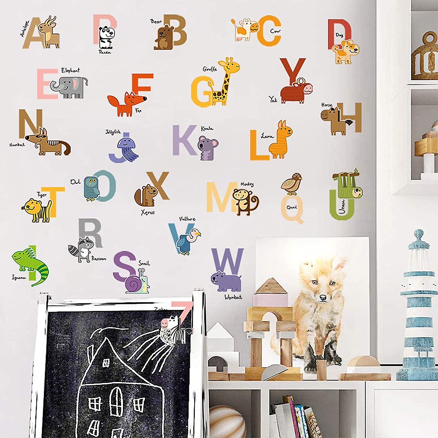 Alphabet ABC Wall Decals with Cartoon Animal, Heytea Adorable ...