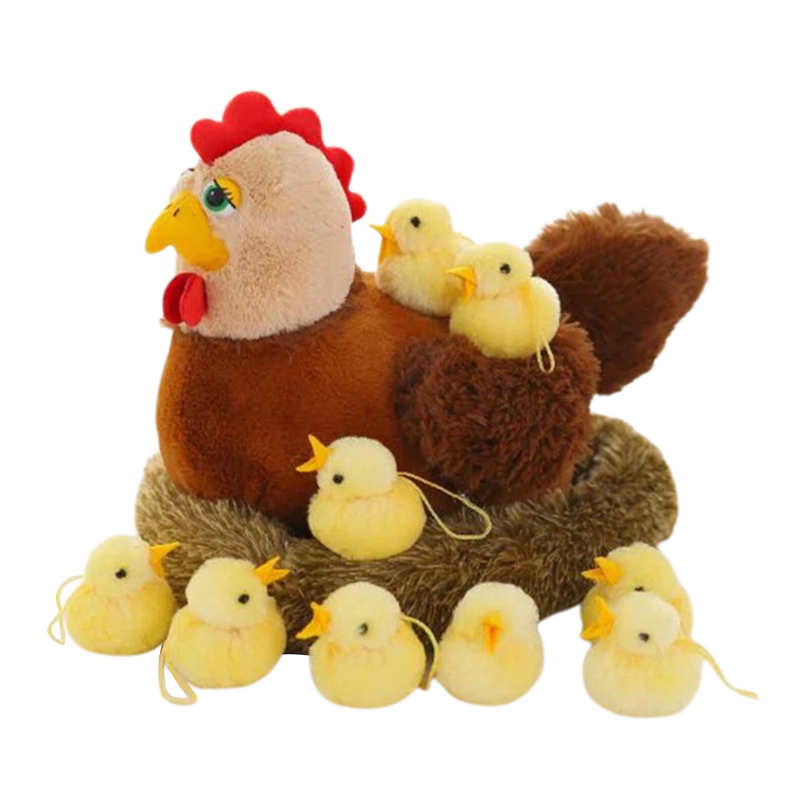 Chicken Stuffed Animals With Henhouse Plushie & 10 Baby Chicks Toys ...