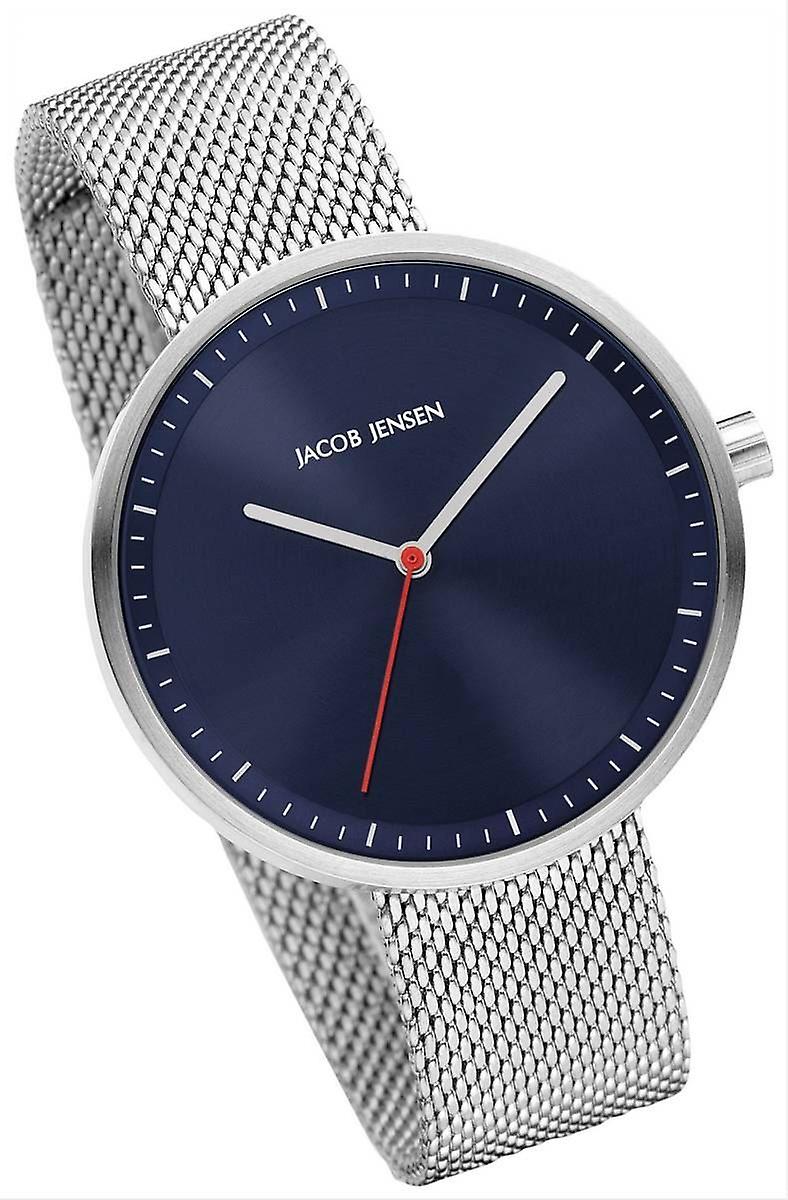 Jacob Jensen Strata Series Watch - Silver/Blue | Fruugo UK
