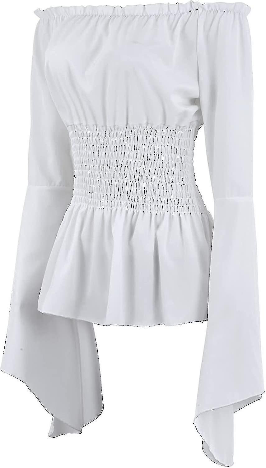 Womens Renaissance Blouse Tops Corset Waist Belt Medieval Victorian Off ...