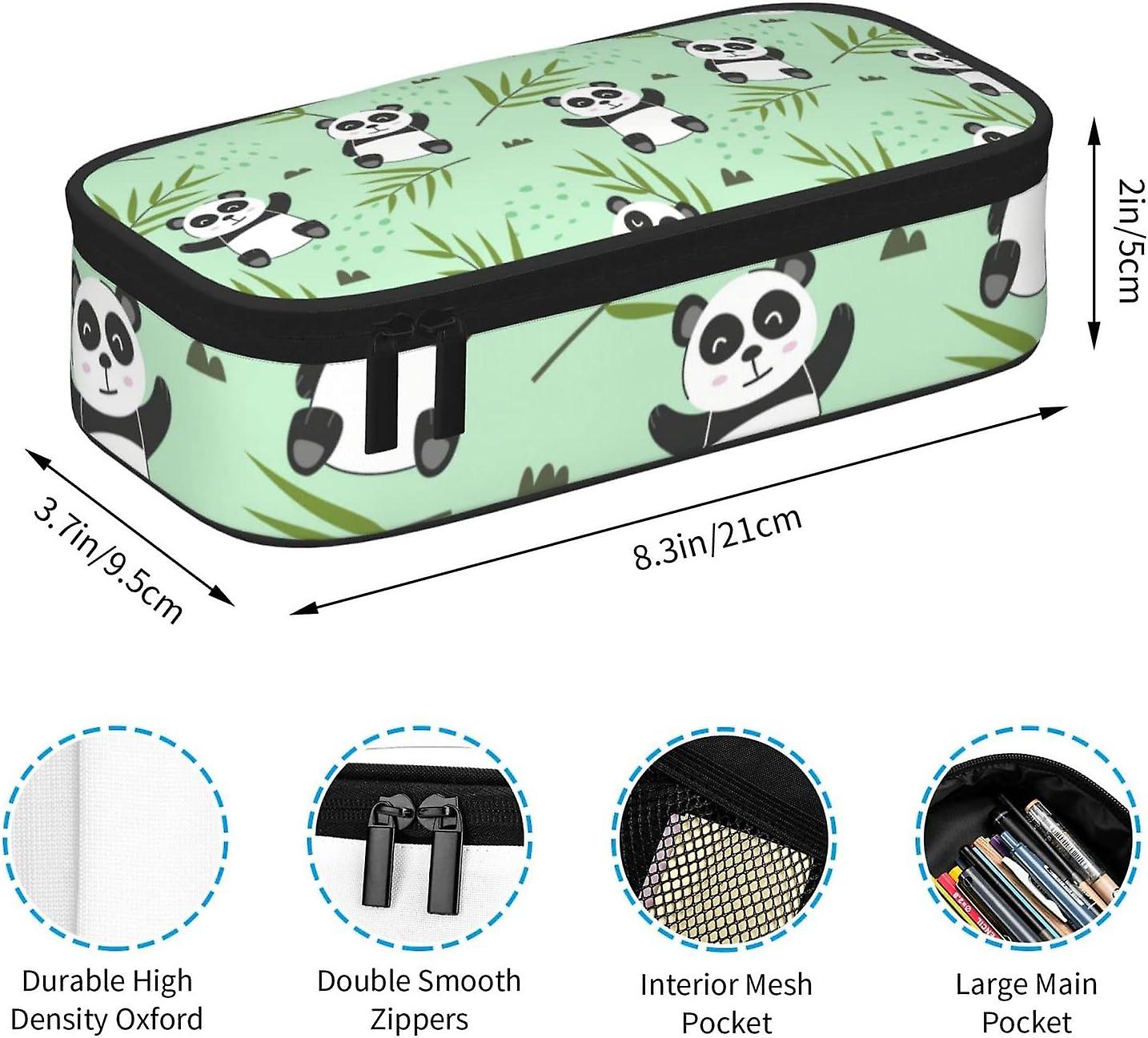 ET665 Red Panda and Bamboo Leaves Pattern Big Capacity Pencil Pen Case ...