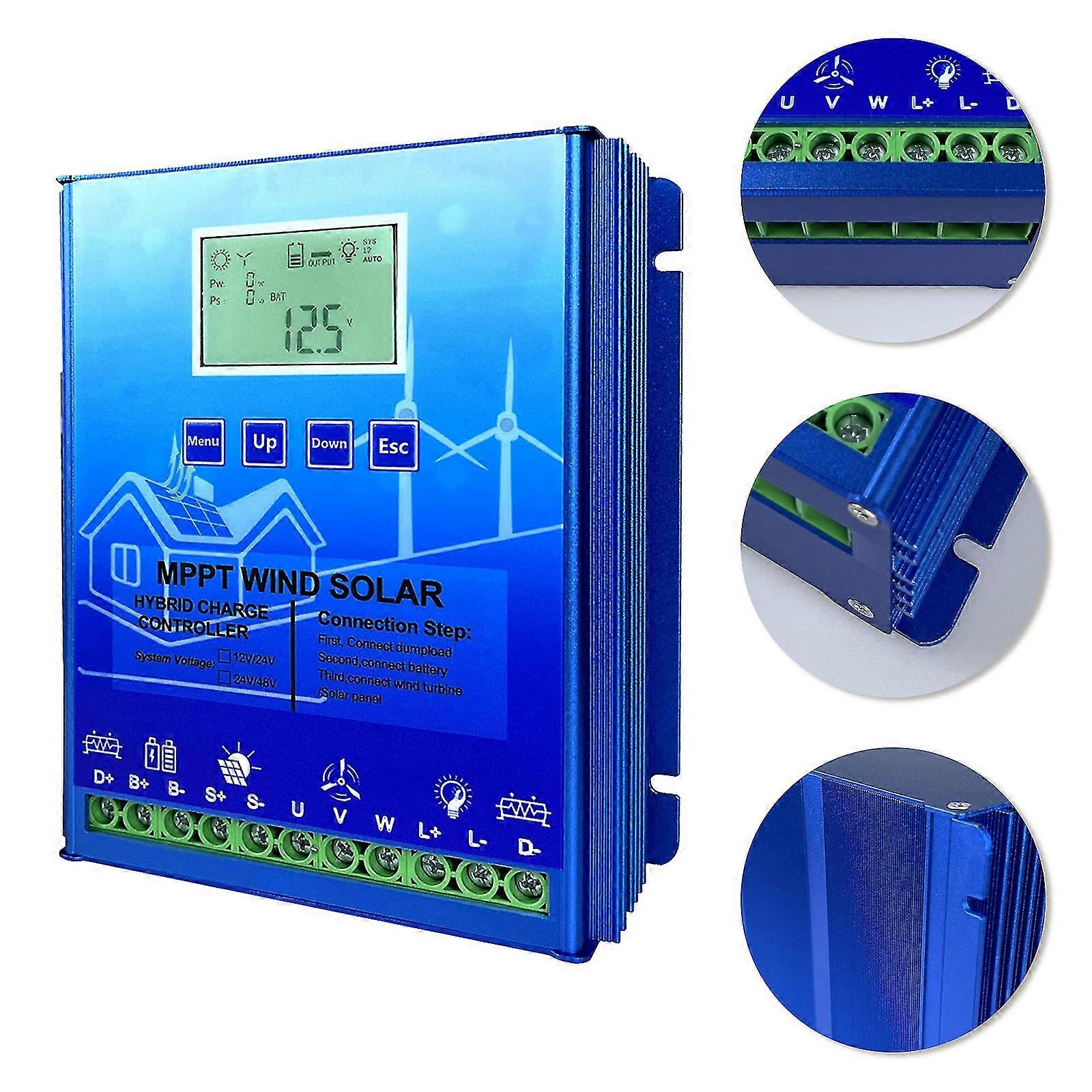 MPPT 2000W 3000W Hybrid Wind Solar Charge Controller Wind Turbine Solar panel Regulator WIFI For ...