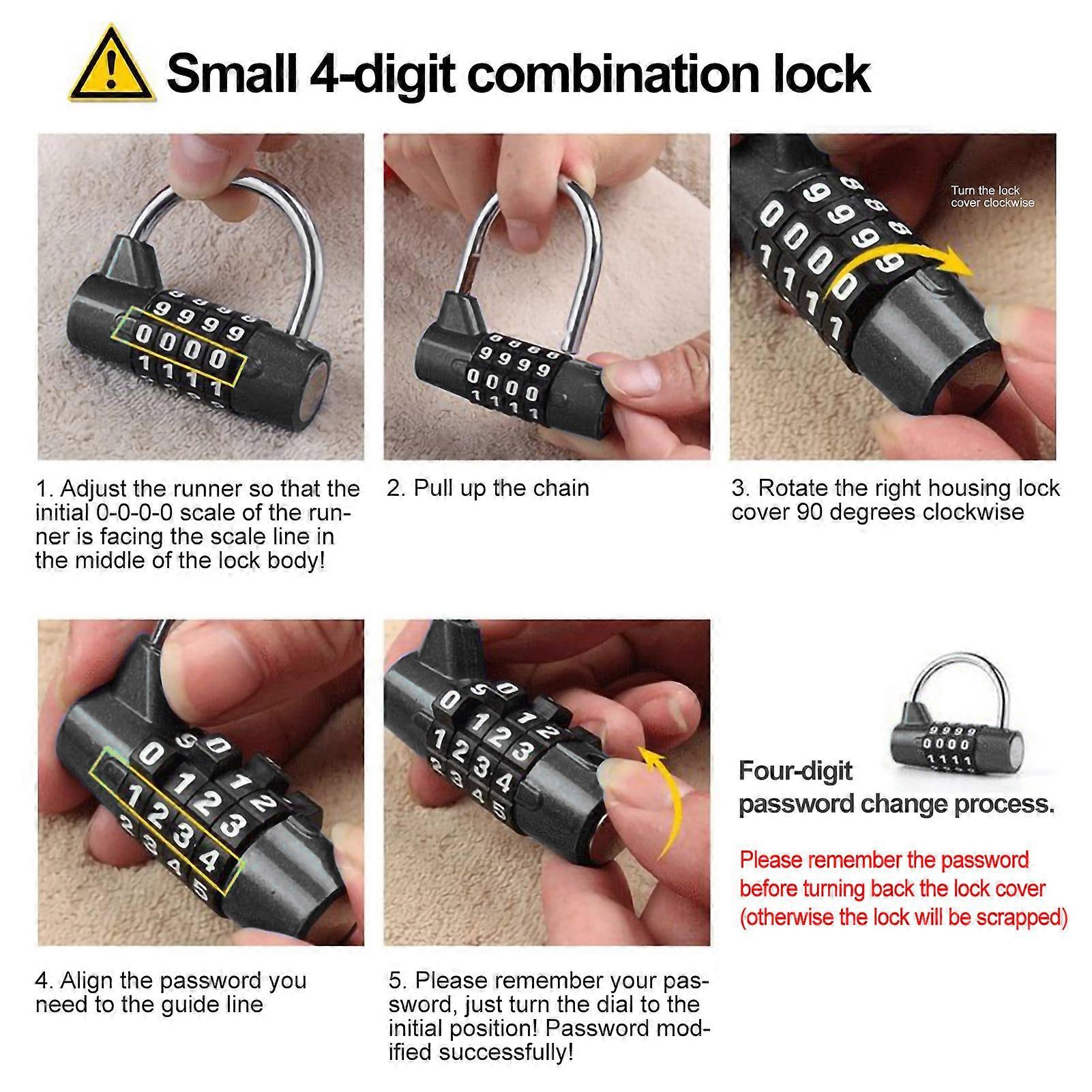 4 Dial Digit Code Combination Padlock Travel Suitcase Gym Locker ...