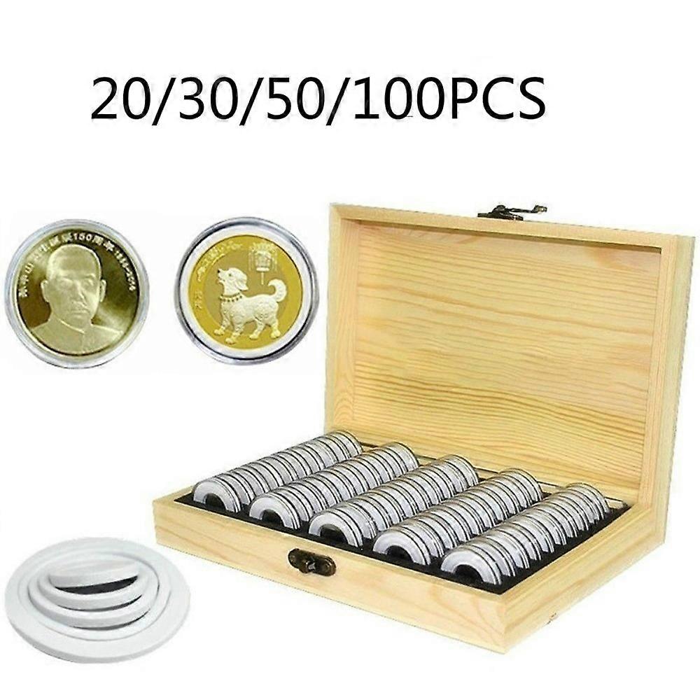Pine Wood Coin Holder Wooden Coins Storage Box for Collectible ...