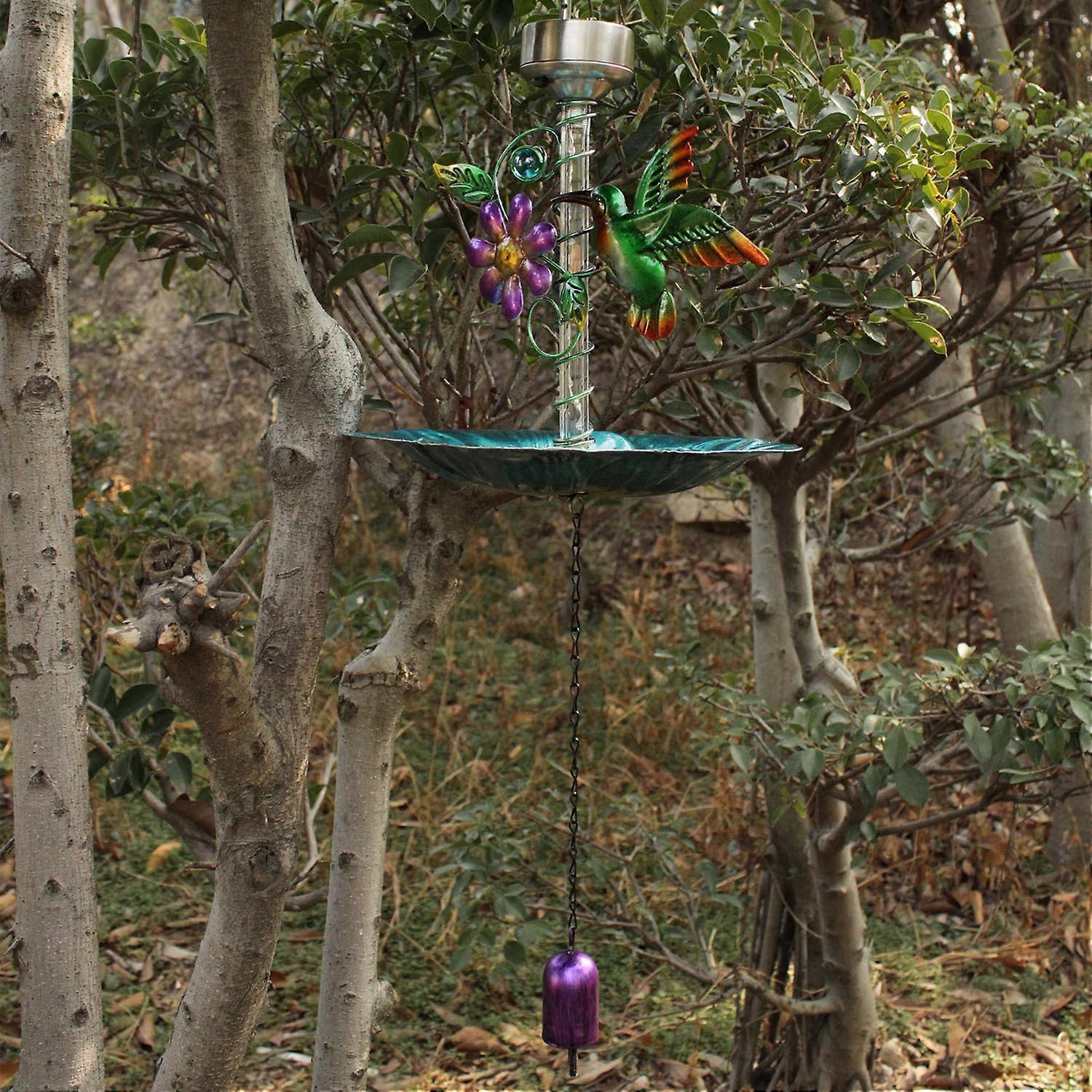Solar Powered Birds Bath Hanging Beautiful Solar Birds Feeder Wild ...