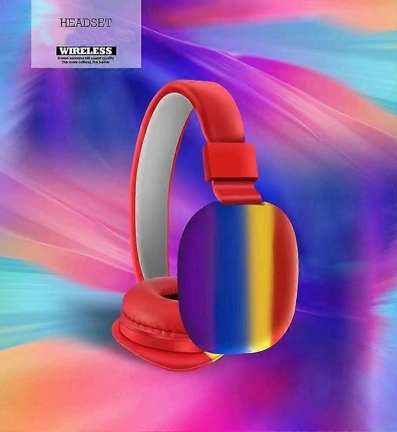 Kids Wireless Headphone on ear,Colorful rainbow color ,Foldable Headset ...