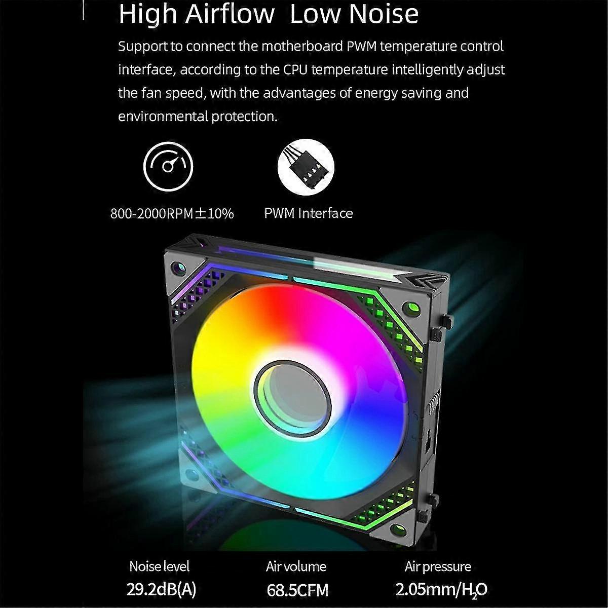 -2 No Wire Splicing 3-in-1 Case Fan 12v Pwm Circular Mirror Argb 120mm ...