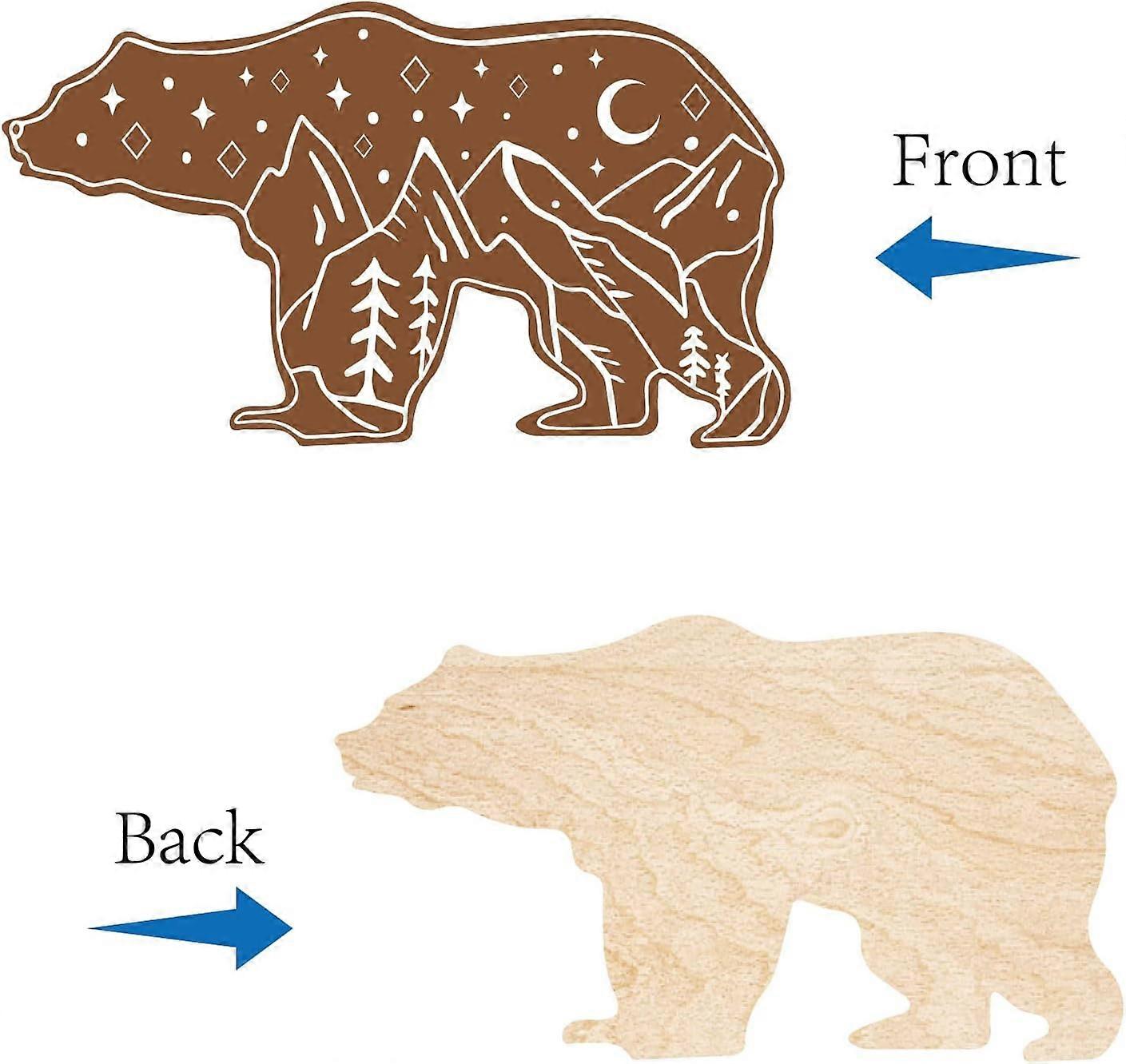 Bear Wood Sign Mountain Decor Cactus Animal Wall Art Wooden Sculpture ...