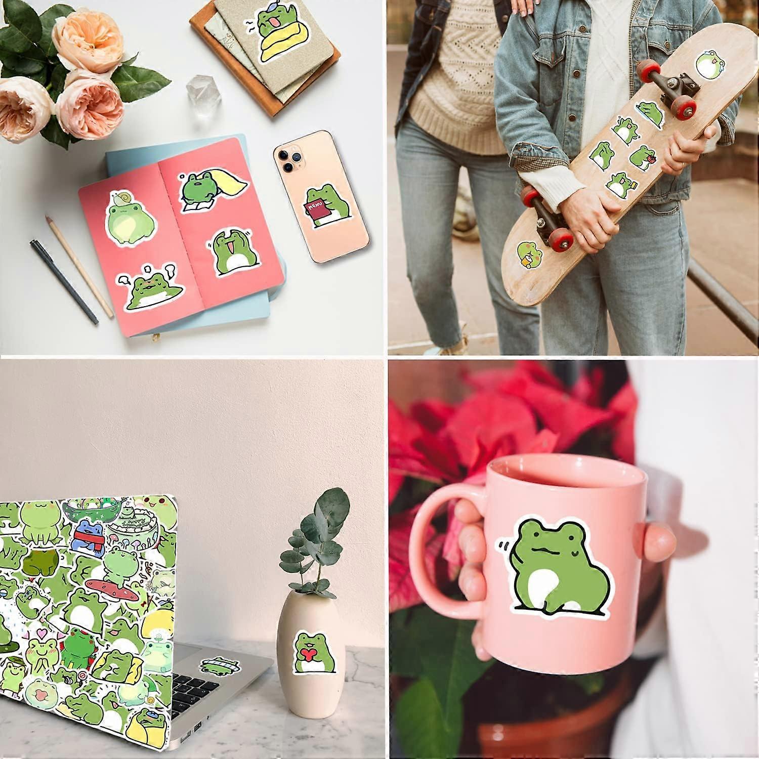 50 Pieces Frog Stickers Cartoon Vinyl Waterproof Stickers for Laptop ...