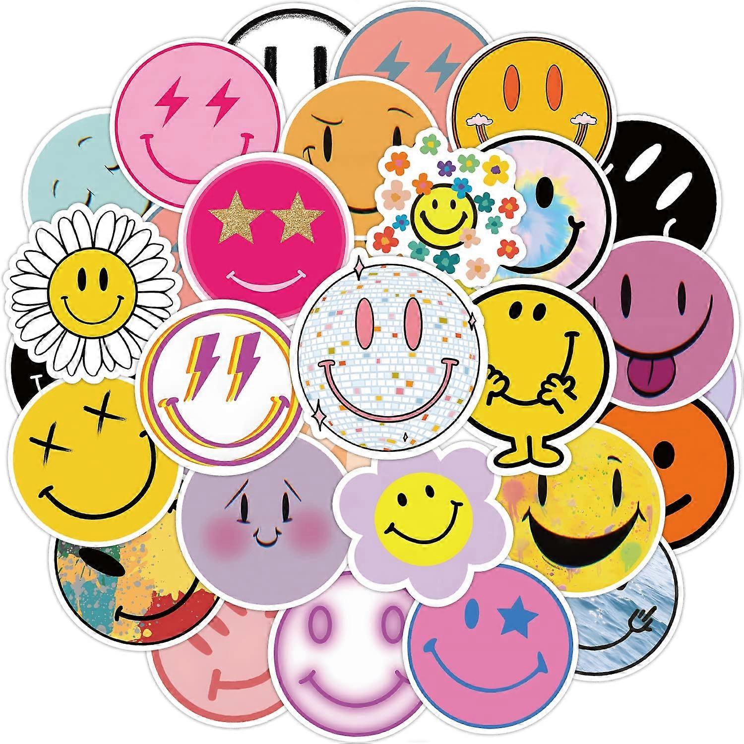50 ks Happy Face Sticker Pack, Živé Zábavné A Roztomilé Emotikony ...