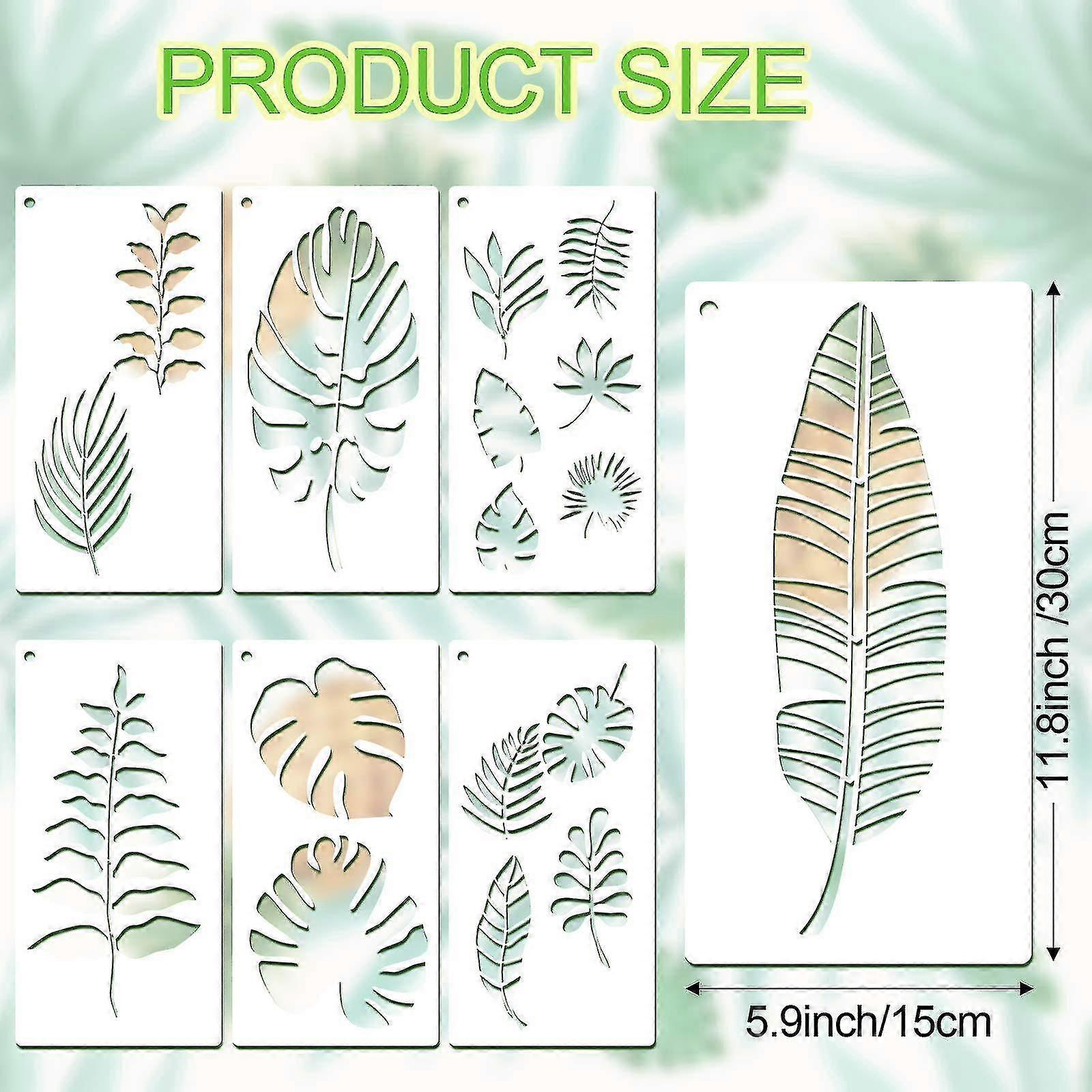 12 Pieces Tropical Leaf Stencils, Fern Leaf Monstera Palm Leaf Turtle Leaf Wall Stencil Template ...
