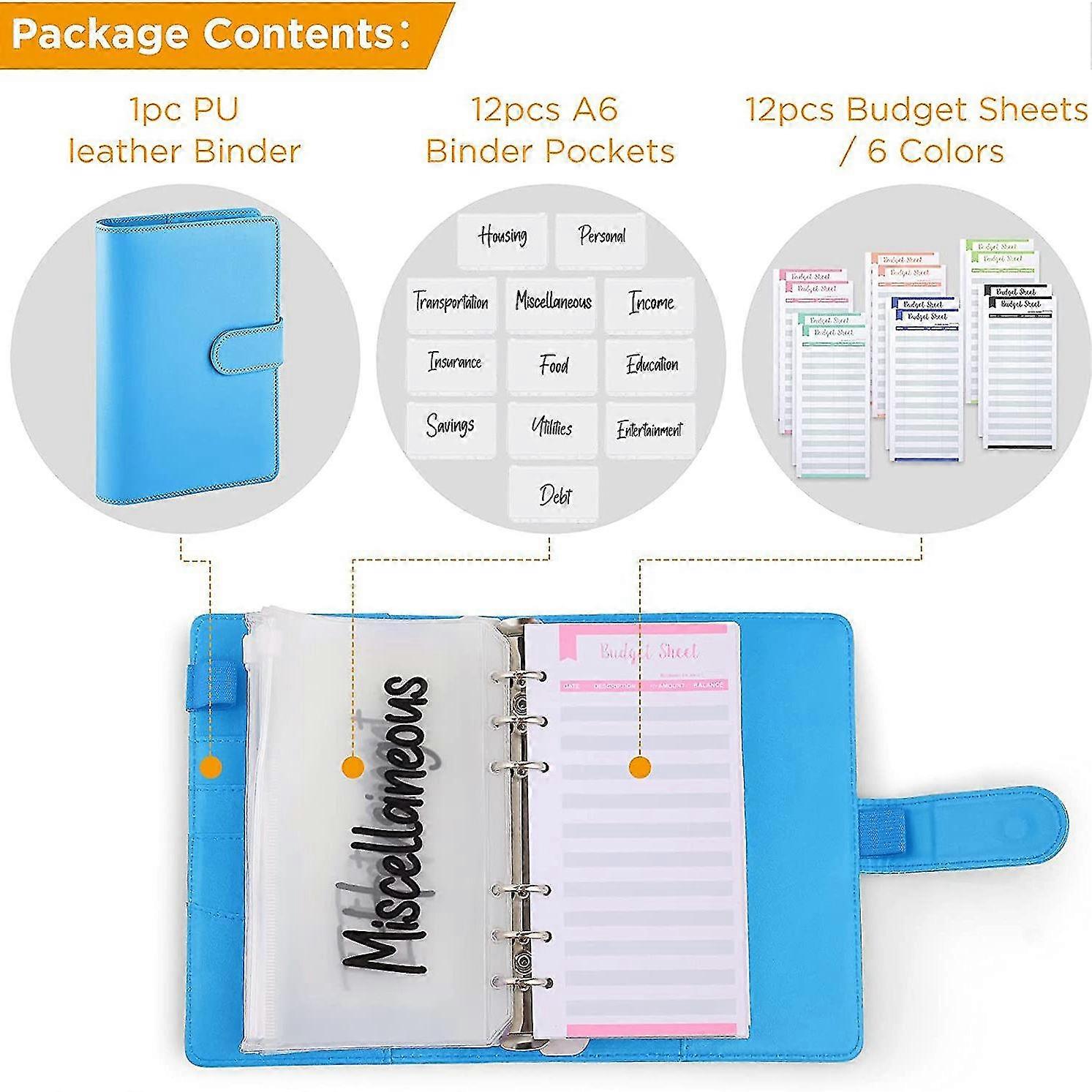 25pcs A6 Pu Leather Budget Binder Set, Binder Cover Personal Planner ...