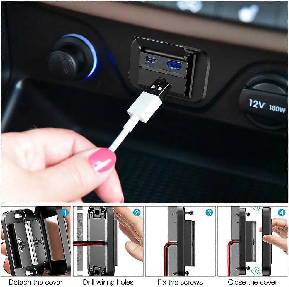 Dual USB socket 12V-24V, 4.8A car socket for ships, trucks, cars, boats ...