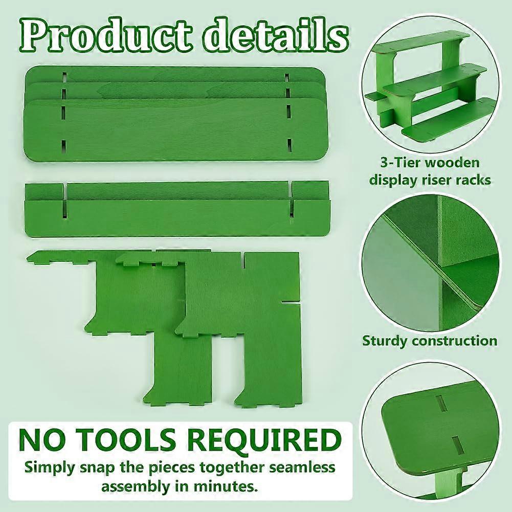 Wooden Display Shelf with 3 Tiers Straight Retail Table Display Stand ...