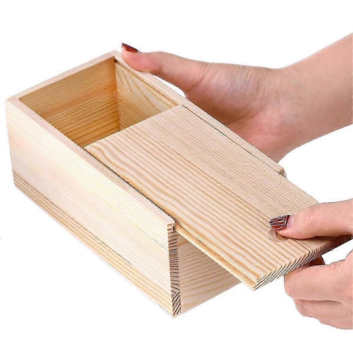 4 Pack Unfinished Wood Storage Box With Slide Lid, Vintage Keepsake ...