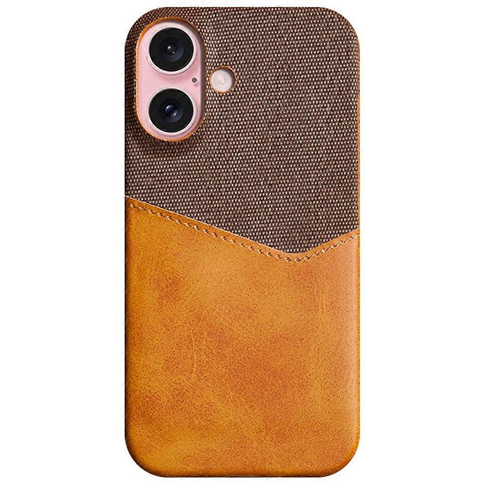 For iPhone 16 Plus Case PU Leather Card Slot Cloth Texture Hard PC ...