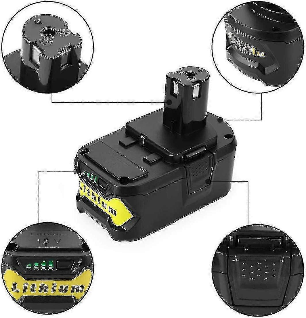 [2 Packs] 18v 5.0ah Li-ion Battery Replacement For Ryobi 18v One+ P108 ...