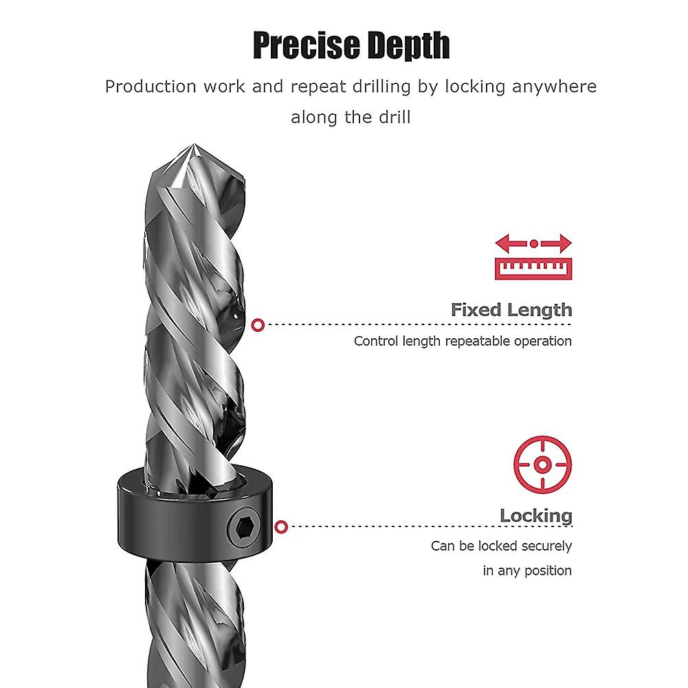 Drill Stop Bit Collar Set, 9pcs Adjustable Drill Depth Stop Collar ...