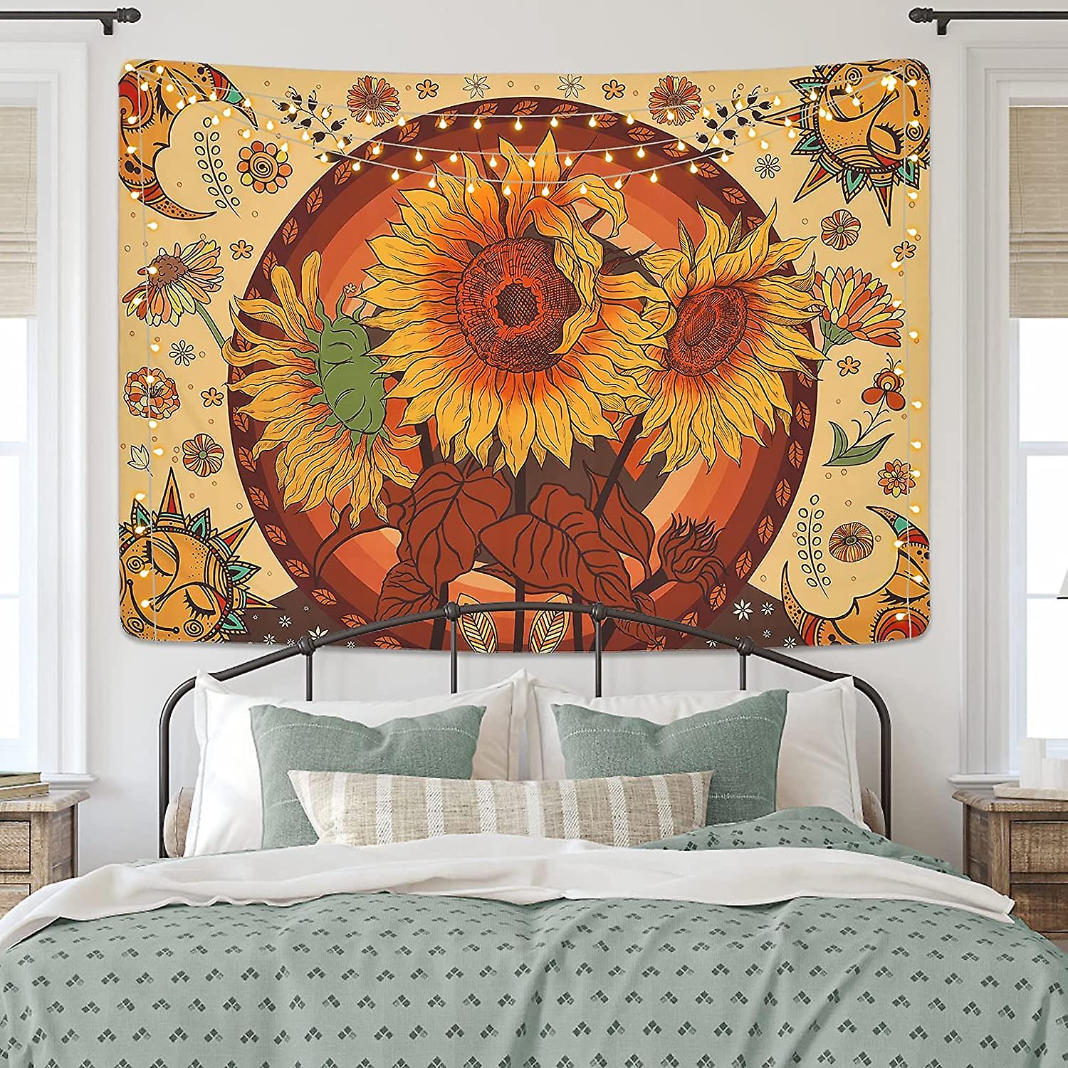 Other Wall Decor 150x130cm Sunflower Sun And Moon Tapestry Vintage ...