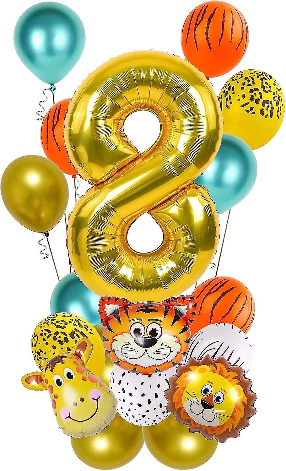 Jungle Safari Animal Balloons Sets Gold Large Numbers Balloons Wild ...