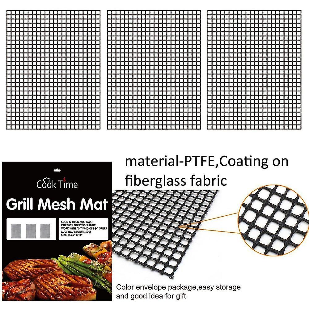 Bbq Grill Mesh Mat Set Of 3 Non Stick Bbq Mesh Grill Mats Grilling Mats ...