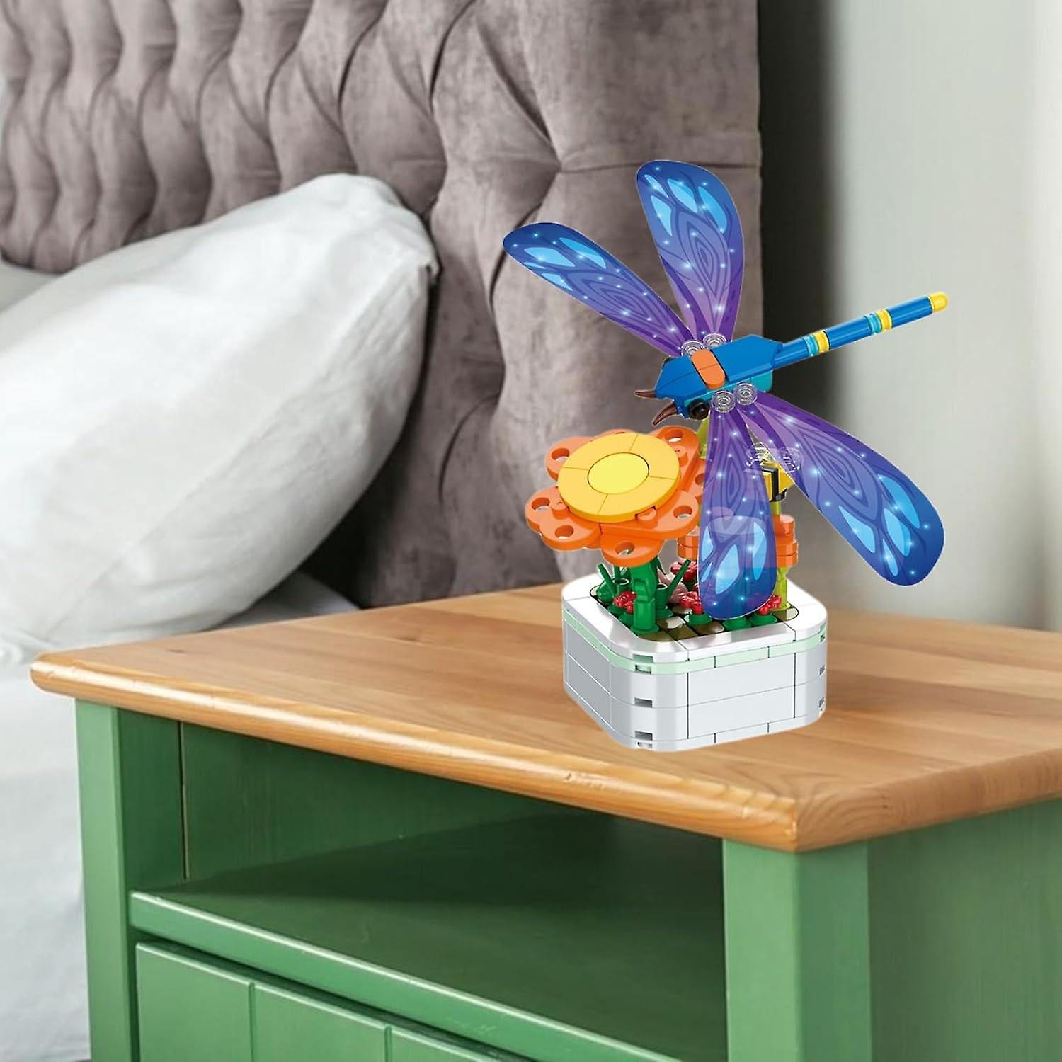Flower Bouquet Block Toys, Artificial Flower Blocks Set Dragonfly ...