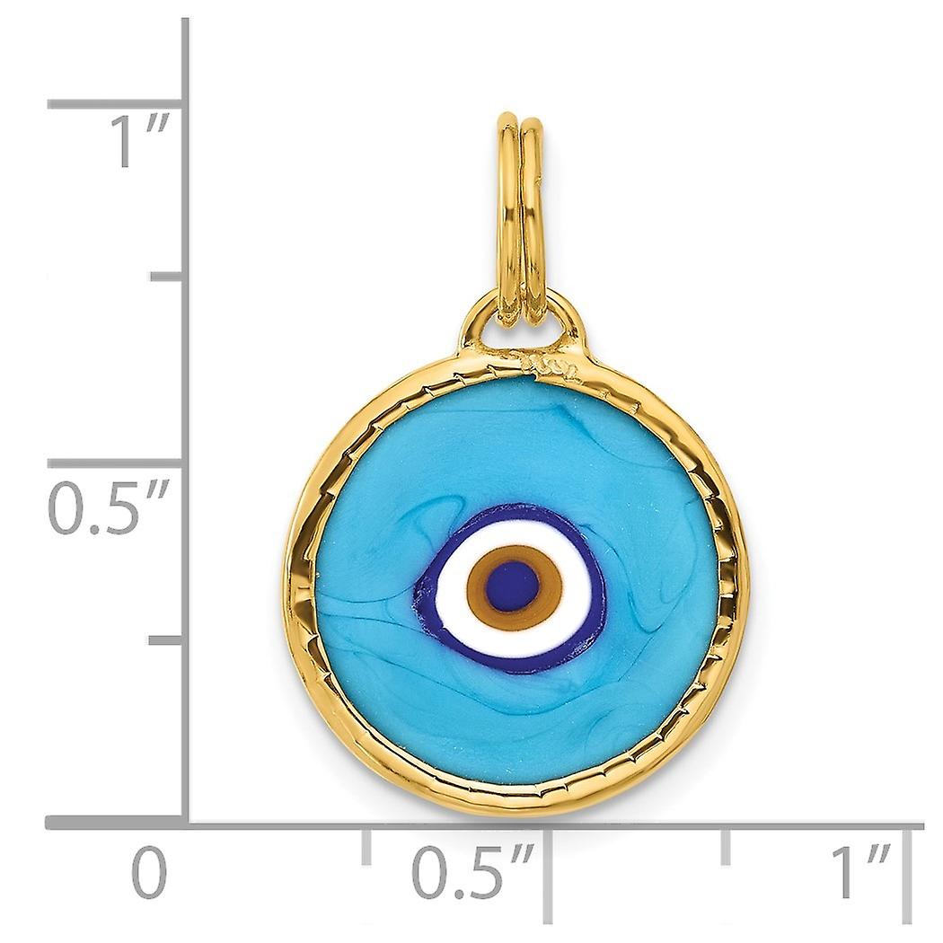 14k Gold Simulated Turquoise Color Eye Pendant Necklace Measures ...